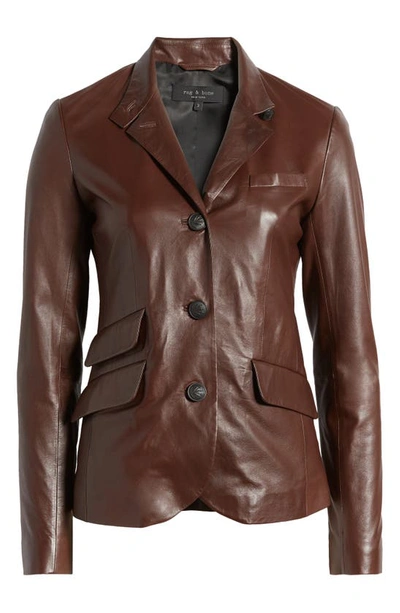 Rag & Bone Slade Leather Blazer In Dark Brown | ModeSens
