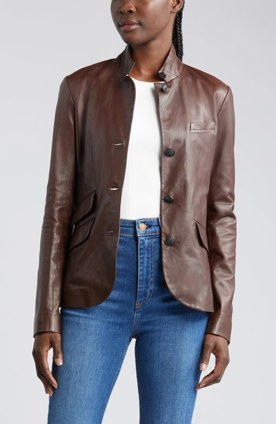Rag & Bone Slade Leather Blazer In Dark Brown | ModeSens