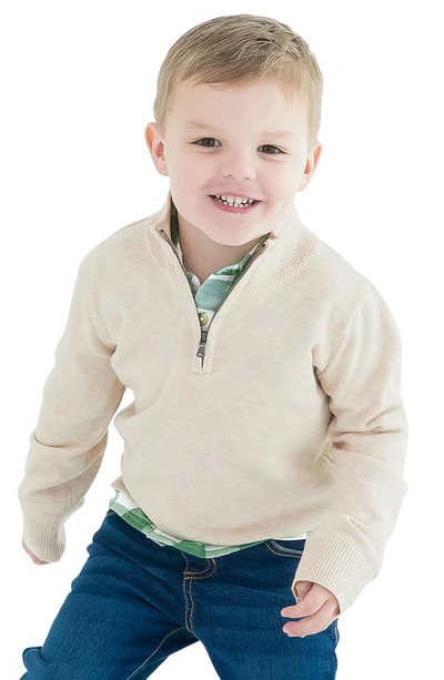 Ruggedbutts Kids' Boy's Oatmeal Quarter Zip Sweater In Beige | ModeSens