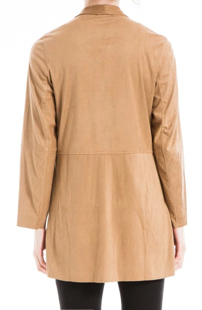 Max Studio Faux Suede Draped Long Jacket In Vicuna-vicuna | ModeSens