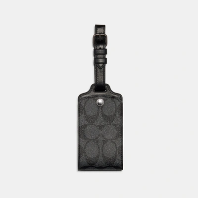 Coach Outlet Luggage Tag In Signature Canvas In Black | ModeSens