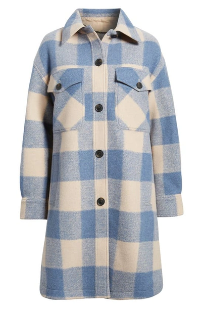 Bcbgeneration Plaid Oversize Pocket Shacket In Baby Blue Buffalo Plaid ...