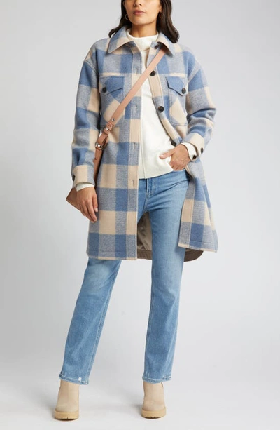 Bcbgeneration Plaid Oversize Pocket Shacket In Baby Blue Buffalo Plaid ...