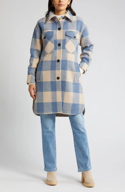 Bcbgeneration Plaid Oversize Pocket Shacket In Baby Blue Buffalo Plaid ...