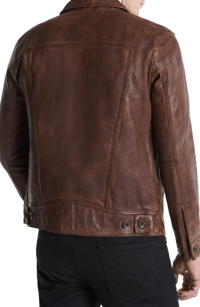 John Varvatos Mark Leather Trucker Jacket In Coconut | ModeSens