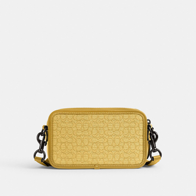 Coach Charter Slim Crossbody In Micro Signature Jacquard In Yellow/flax ...