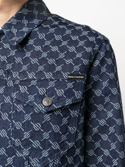 Daily Paper Monogram-jacquard Denim Shirt Jacket In Blue | ModeSens