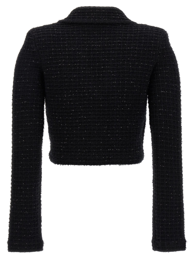 Self-portrait Metallic-threading Tweed Cropped Jacket In Black | ModeSens