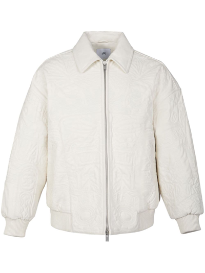 Rta Men's Oversized-fit Leather Bomber Jacket In Ancient White | ModeSens