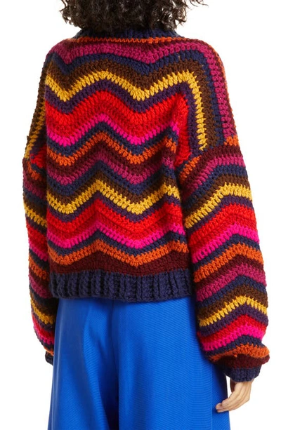 Farm Rio Colorful Waves Crochet Sweater In Neutral | ModeSens