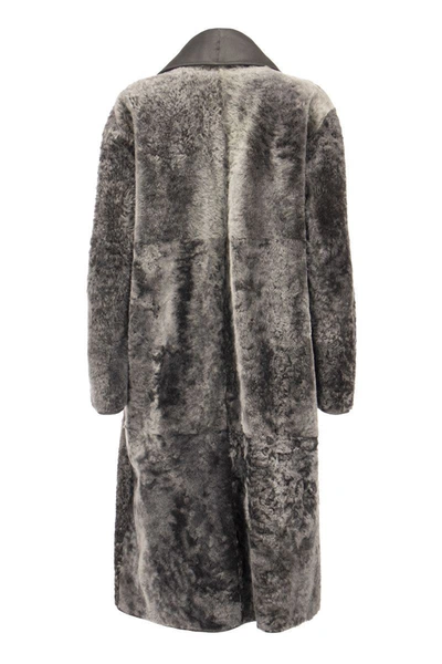 Max Mara Bronte - Sheepskin Reversible Coat In Grey | ModeSens