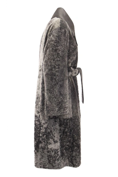 Max Mara Bronte - Sheepskin Reversible Coat In Grey | ModeSens