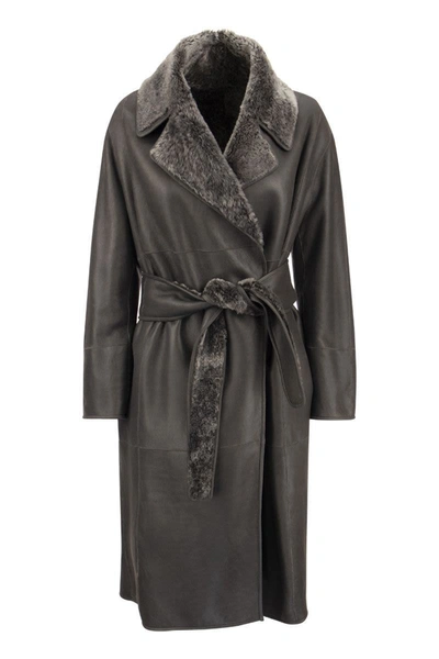 Max Mara Bronte - Sheepskin Reversible Coat In Grey | ModeSens