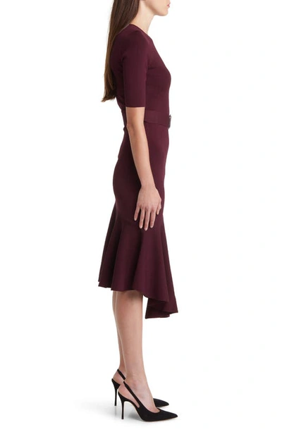 Ted Baker Womens Dk-red Samalee Half-sleeve Ruffled-hem Stretch-knit ...