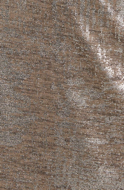 Connected Apparel Drape Neck Side Pleat Sheath Dress In Flax/ Silver ...