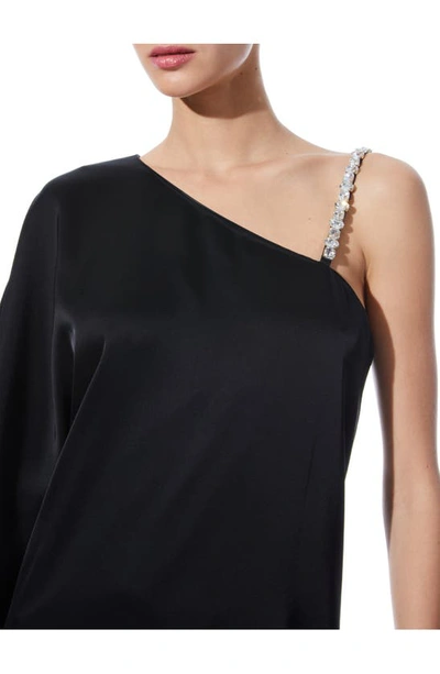 Alice And Olivia Tae Crystal Strap Asymmetric Maxi Dress In Black ...