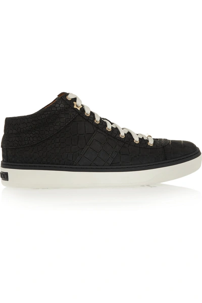 Jimmy Choo Bells Croc-effect Nubuck Sneakers | ModeSens