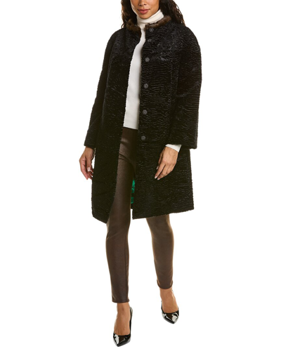 Frances Valentine Lamb Coat In Black | ModeSens