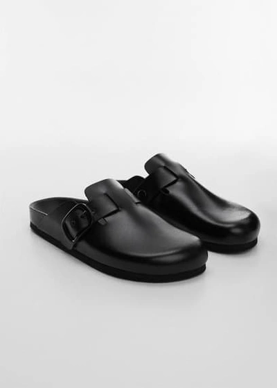 Mango Leather Clogs With Buckle Black | ModeSens