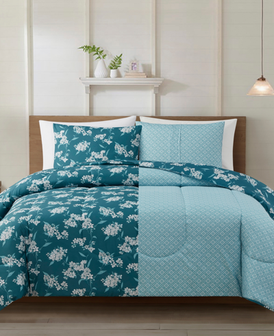 Keeco Jacqueline Floral Reversible 3-piece Comforter Set, Created For ...