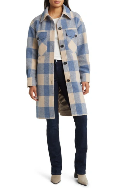 Bcbgeneration Plaid Oversize Pocket Shacket In Baby Blue Buffalo Plaid ...