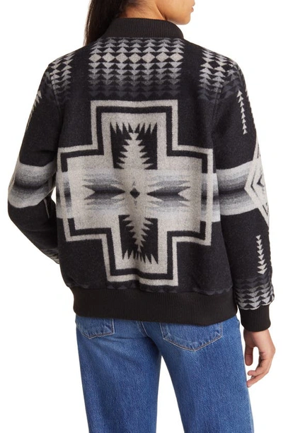 Pendleton Jacquard Virgin Wool Bomber Jacket In Harding Black | ModeSens