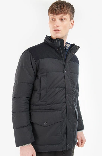 Barbour Baffle Trellon Wax Cotton Puffer Jacket In Navy | ModeSens