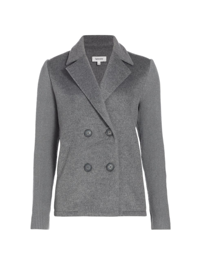Splendid Singrid Double Breasted Wool Blend Jacket In Heather Grey | ModeSens