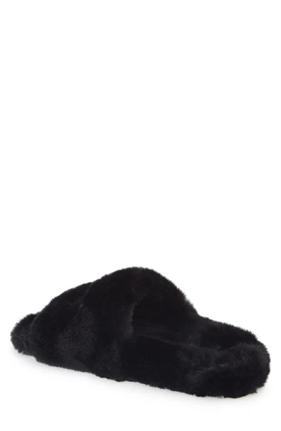 Balenciaga Furry Faux Shearling Slide Sandal In Black | ModeSens
