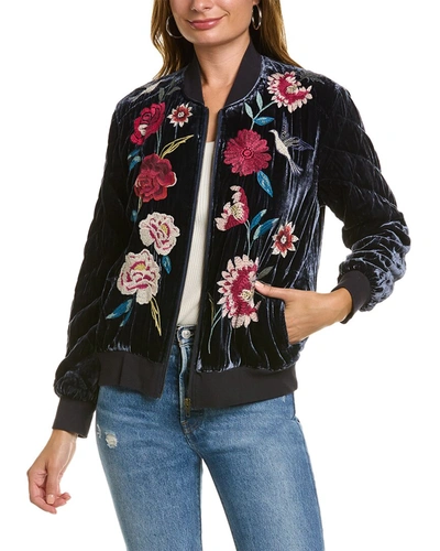 Johnny Was Junia Silk-blend Bomber Jacket In Blue | ModeSens