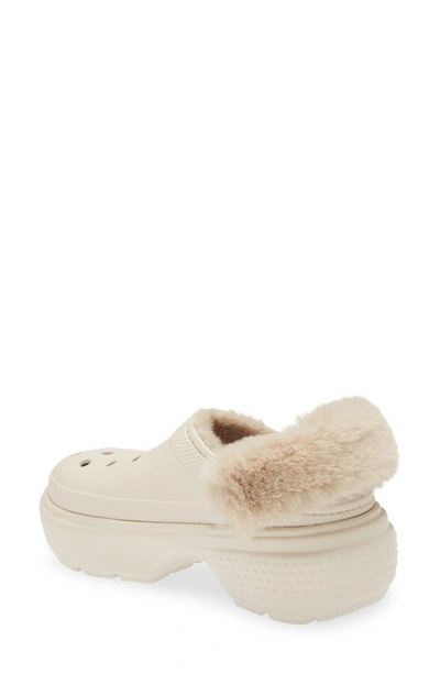Crocs Gender Inclusive Stomp Faux Fur Platform Clog In Stucco | ModeSens