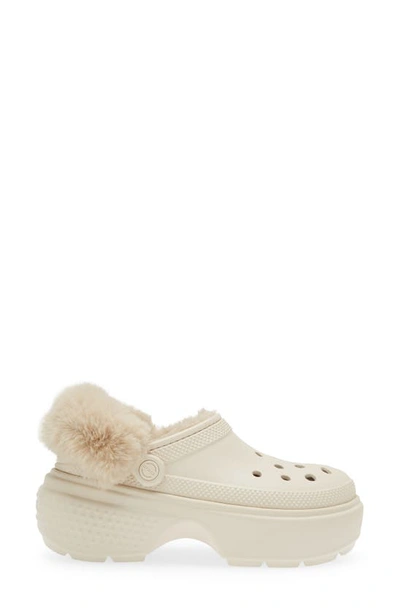 Crocs Gender Inclusive Stomp Faux Fur Platform Clog In Stucco | ModeSens