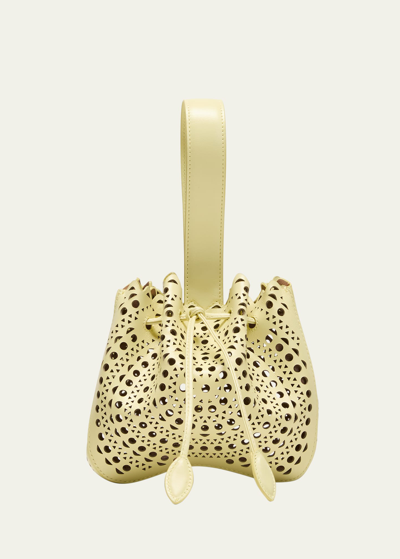 Alaïa Rose Marie Vienne Leather Tote Bag In Jaune Pale | ModeSens