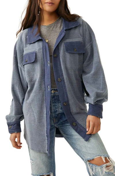 Free People We The Free Ruby Fleece Shirt Jacket In Oceana Blue | ModeSens