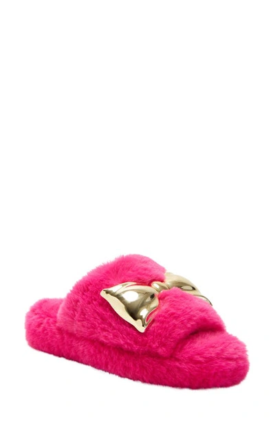 Katy Perry The Fuzzy Metallic Bow Slide In Hot Pink | ModeSens