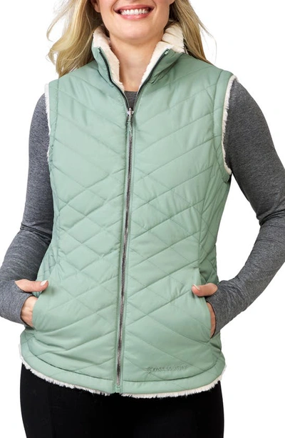 Free Country Cloud Lite Reversible Qulited Vest In Moss/ Ivory | ModeSens