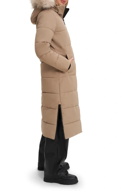 Noize Long Parka With Faux Fur Trim In Sand | ModeSens