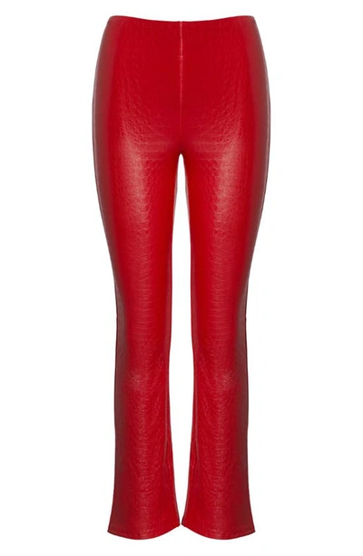Naked Wardrobe Croc Embossed Faux Leather Bootcut Pants In Red | ModeSens