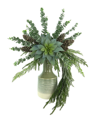 Creative Displays Eucalyptus And Succulent Faux Floral Arrangement In ...
