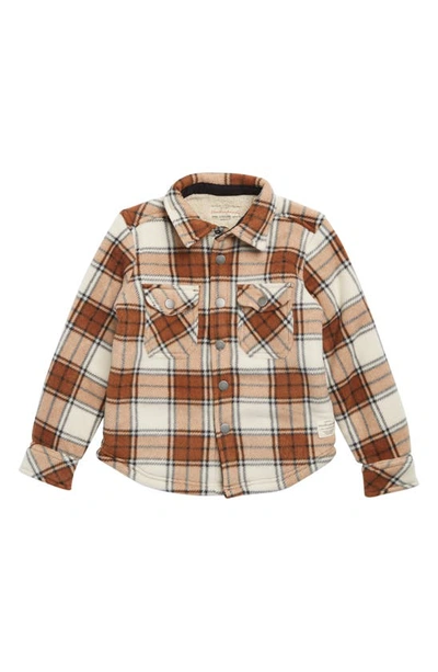 Weatherproof Kids' Plaid High Pile Fleece Lined Shacket In Wheat | ModeSens