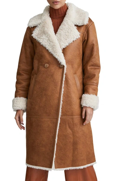 Nvlt Faux Shearling Lined Faux Suede Coat In Luggage | ModeSens