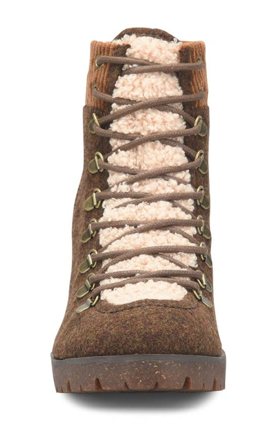 Korks Elin High Pile Fleece Lug Sole Bootie In Brown Wool Fabric | ModeSens