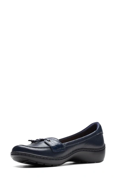 Clarks Cora Haley Loafer In Navy Leather | ModeSens