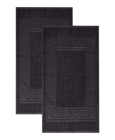 Superior Cotton Greek Key Infinity Border Bath Mat, Set Of 2 In Black ...