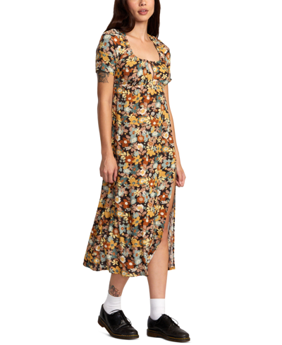 Rvca Juniors' Ortwein Floral Empire-waist Midi Dress In Java | ModeSens