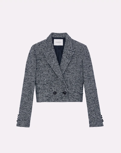 Lafayette 148 Tactile Wool Houndstooth Cropped Tuxedo Jacket In Multi ...