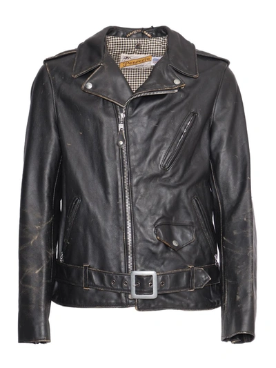 Schott Leather Biker Jacket In Black | ModeSens