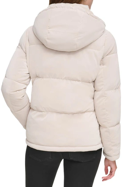 Calvin Klein Faux Fur Lined Hooded Puffer Jacket In Pebble | ModeSens