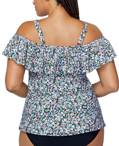 Raisins Curve Trendy Plus Size Tortuga Ruffled Off-the-shoulder Tankini ...