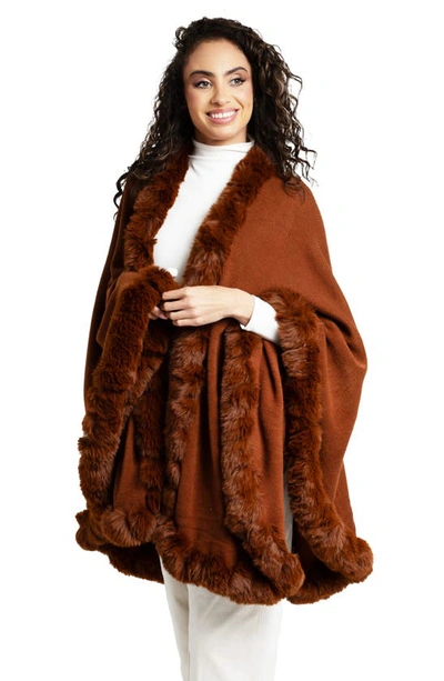 Saachi Faux Fur Ruffled Cape In Brown | ModeSens